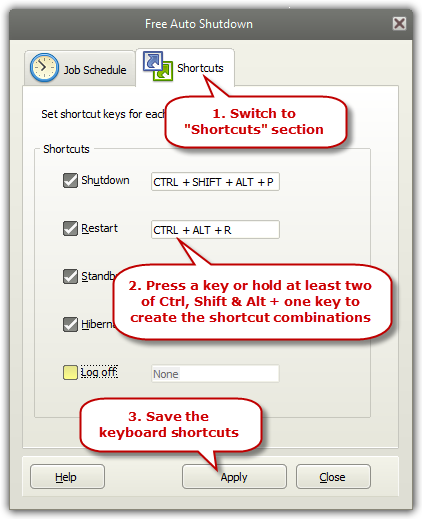 Free Auto Shutdown Free Auto Shutdown Software Tutorials How To Set Shortcut Keys For 